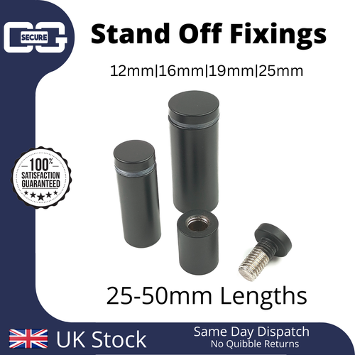 Stainless Steel Standoff Fixings Black Finish | Bolts | Mount | Stand ...