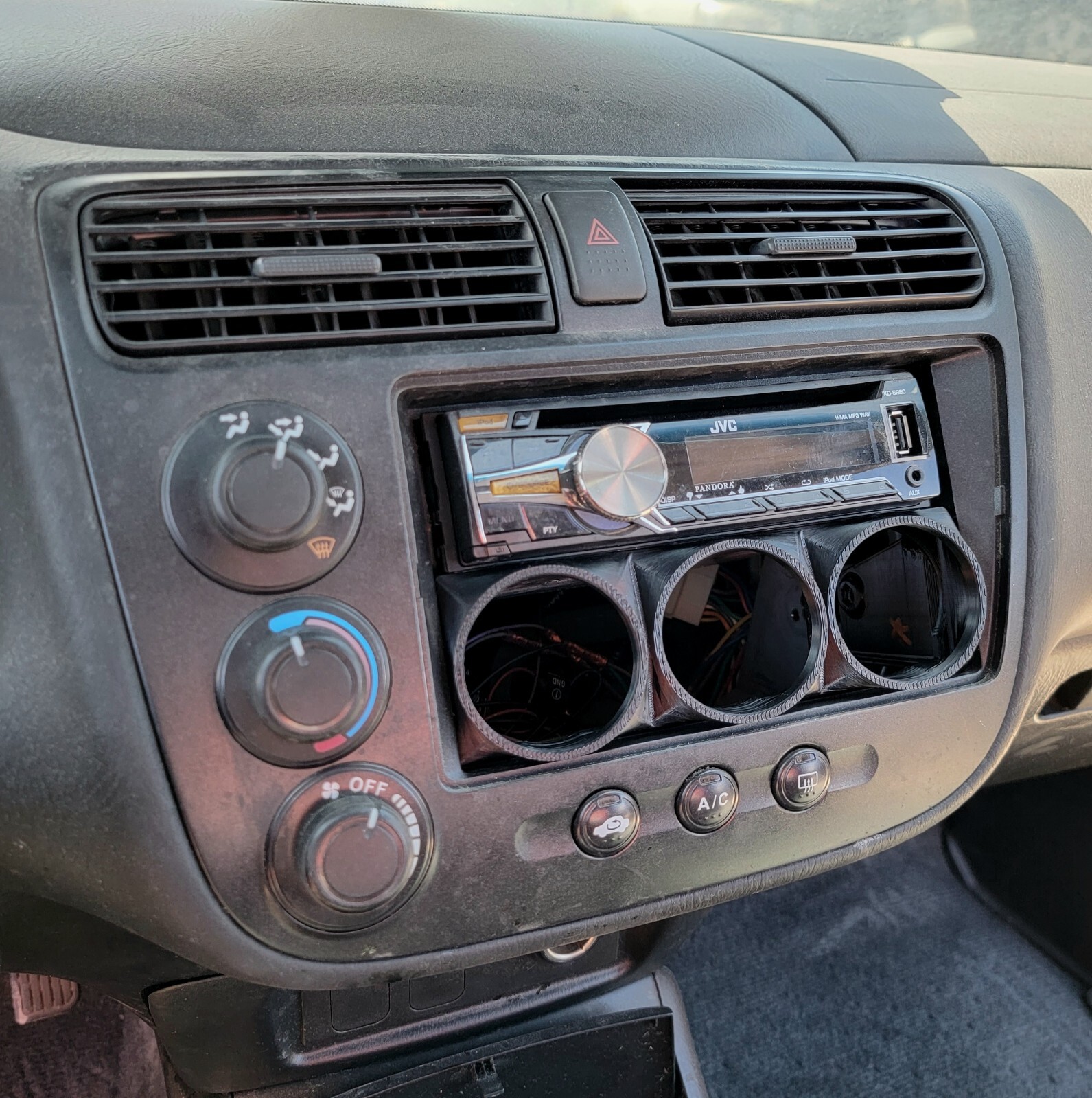 52mm 3 Gauge Pod Radio Stereo Triple Civic | eBay