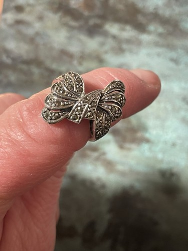 R 925 Sterling Silver Art Deco Marcasite Bow Ring Size 7 | eBay