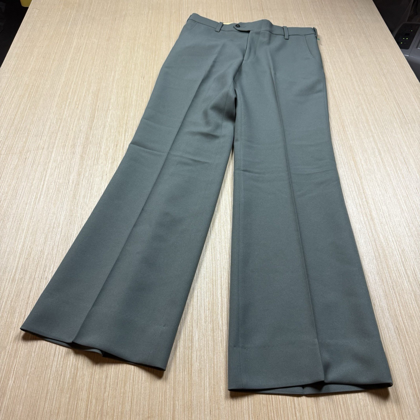 Vintage 70s Knit Polyester Pants Slacks Flare Leg 34x… - Gem