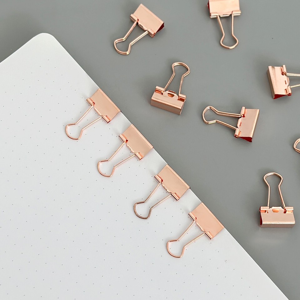 Wrapables Rose Gold Binder Clips for Office, Paper Clamps, Paper Clips ...
