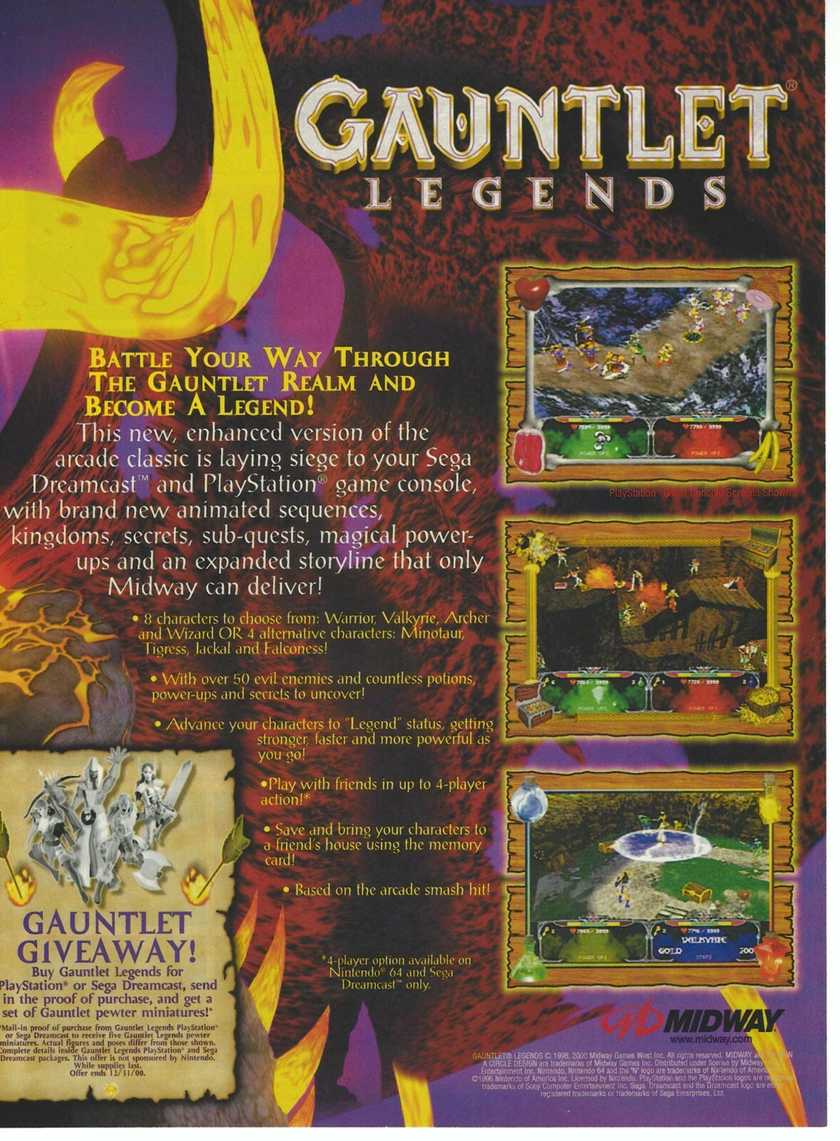 Gauntlet Legends Print Ad/Poster Art Playstation Sega Dreamcast ...
