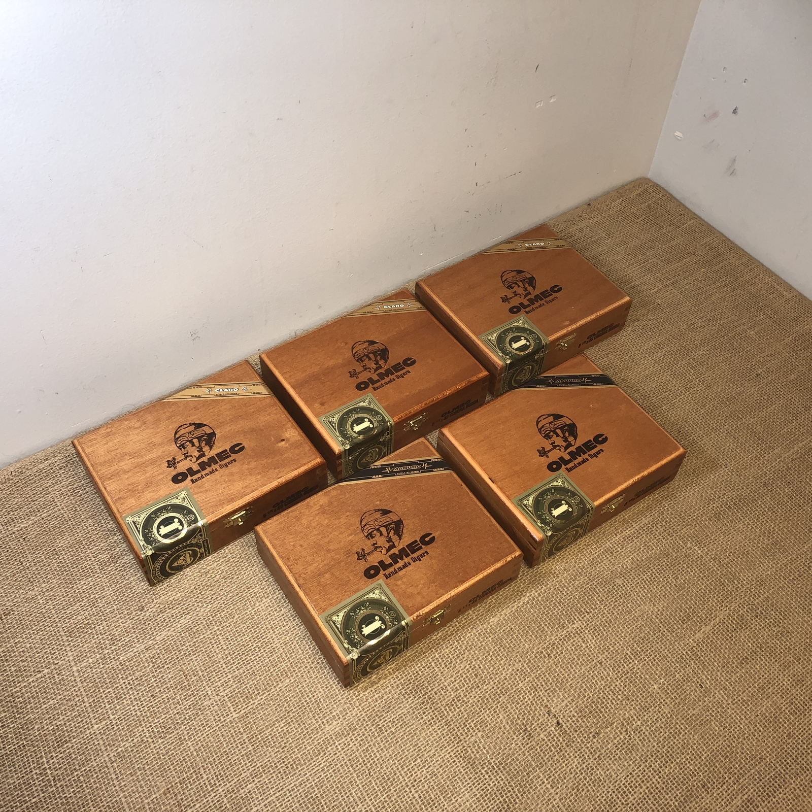 Lot of 5 Olmec Corona Gorda Empty Wooden Cigar Boxes 6.5x5.5x2 #65 | eBay