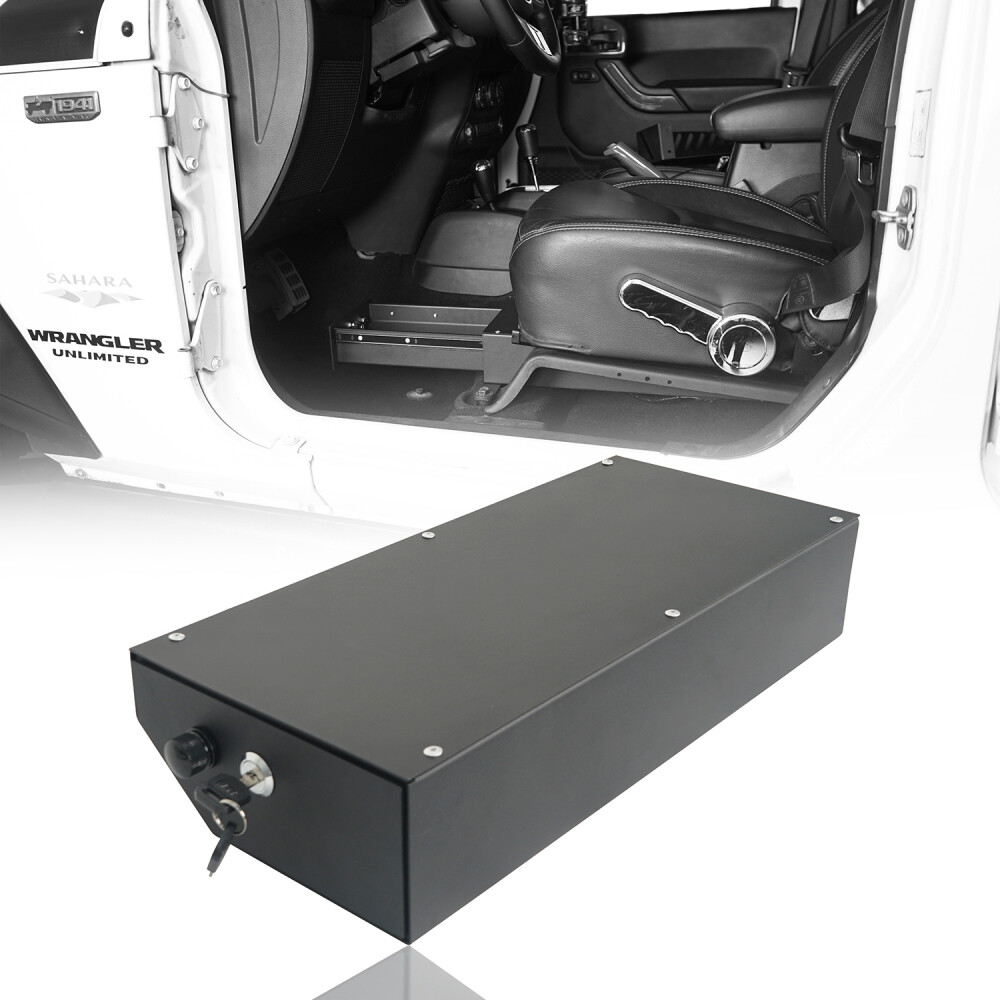 2007-2010 2011-2018 Jeep JK 4DR Black Steel Under Seat Storage Lockable ...