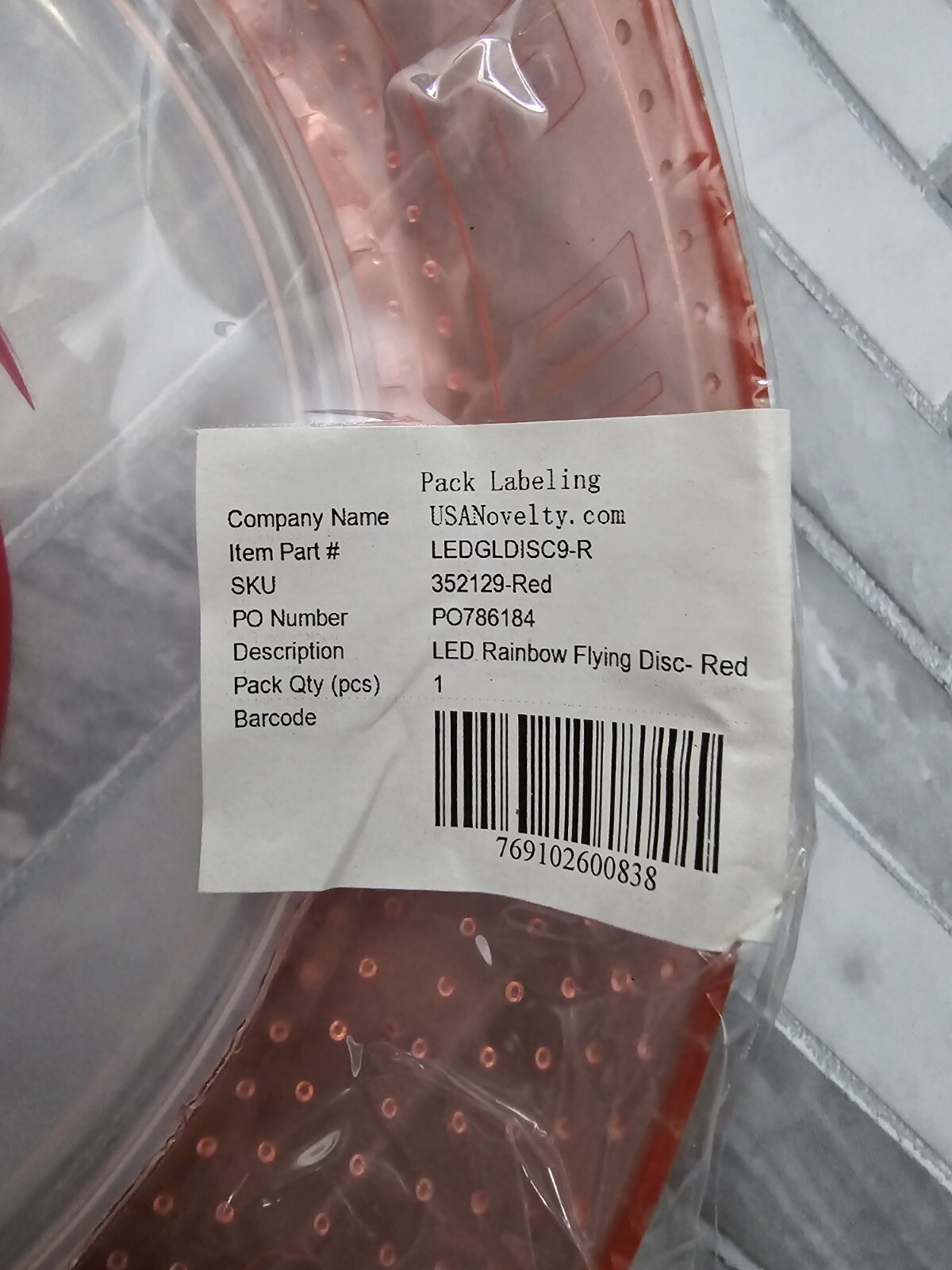 USA Novelty LED Rainbow Flying Disc Frisbee Clear & Red 9" | eBay