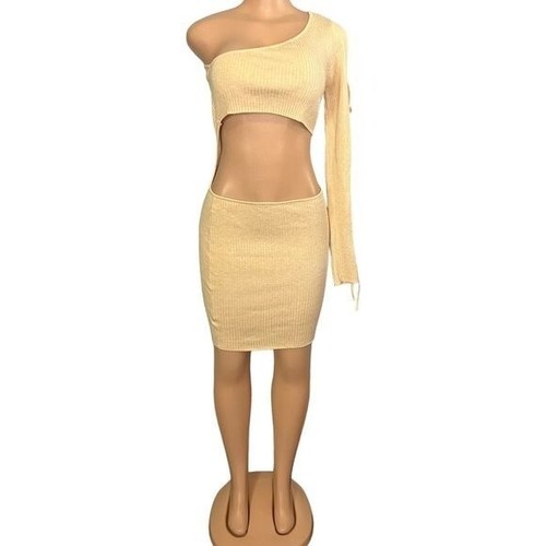 Emory Park Womens Cream Cut Out Knit Bodycon Dress Size Large | eBay