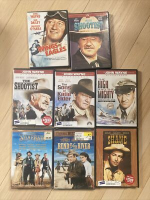 8 Western DVD Lot John Wayne Jimmy Stewart Eastwood Shane The Shootist ...