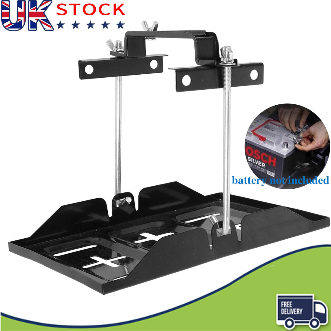 Universal Metal Car Battery Tray Holder Mount Adjustable Hold Down ...