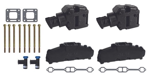 Mercruiser Chevy Marine 5.7 350 GLM Exhaust Manifolds 4" Risers Elbows ...