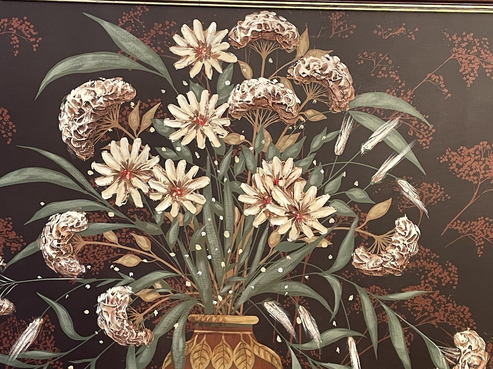 Vintage Mid Century Oil Painting Framed Ferrante signed Textured Large ...