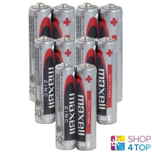 10 MAXELL ZINC CARBON AAA LR03 BATTERIES TWO PACK 1.5V R03 MICRO NO ...