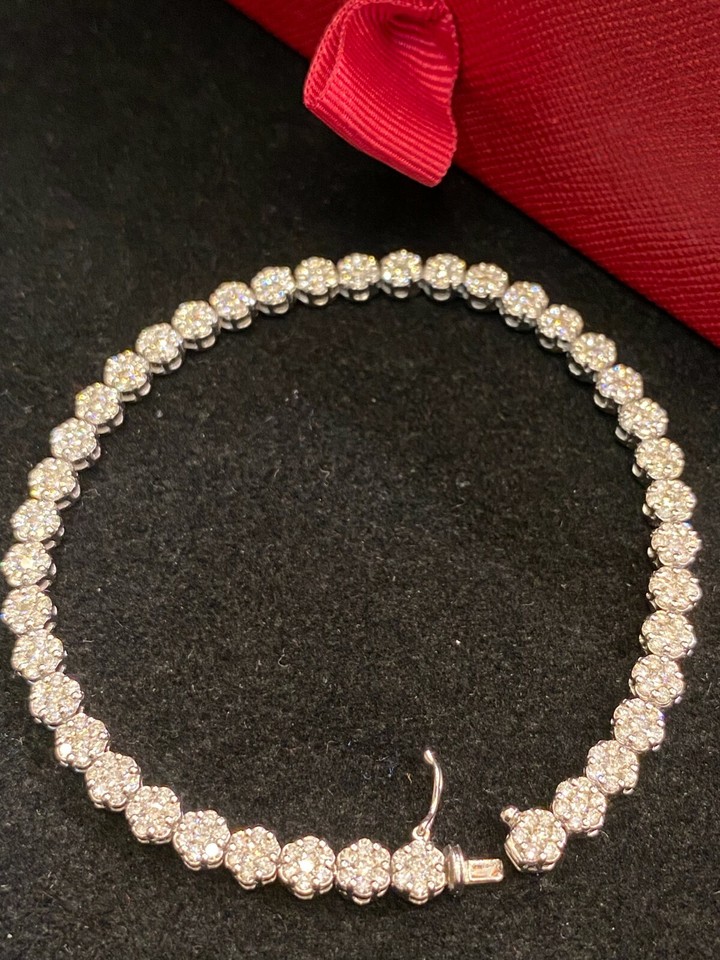 Pave 4.50 Cts Round Brilliant Cut Natural Diamond Tennis Bracelet In ...