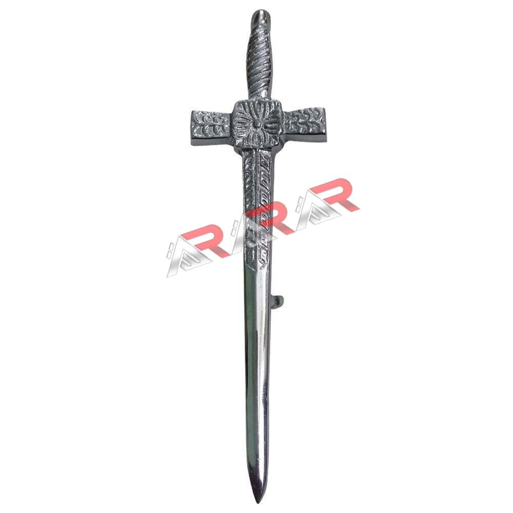 AAR Celtic Sword Board Kilt Pin Chrome Finish 4.5" Highland Kilt Pins ...