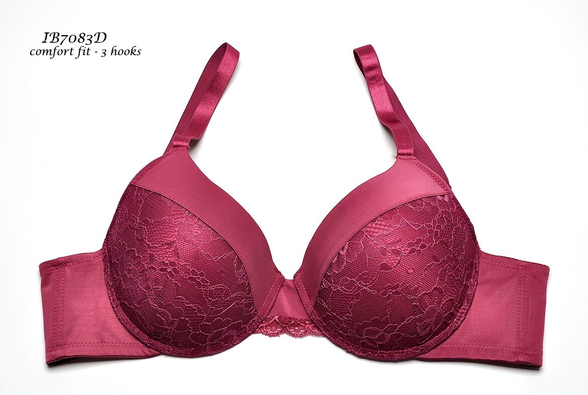 3-6 Women's Bras Plunge COMFORT FIT 3 HOOK Underwire BRA 7083 PLUS SIZE ...