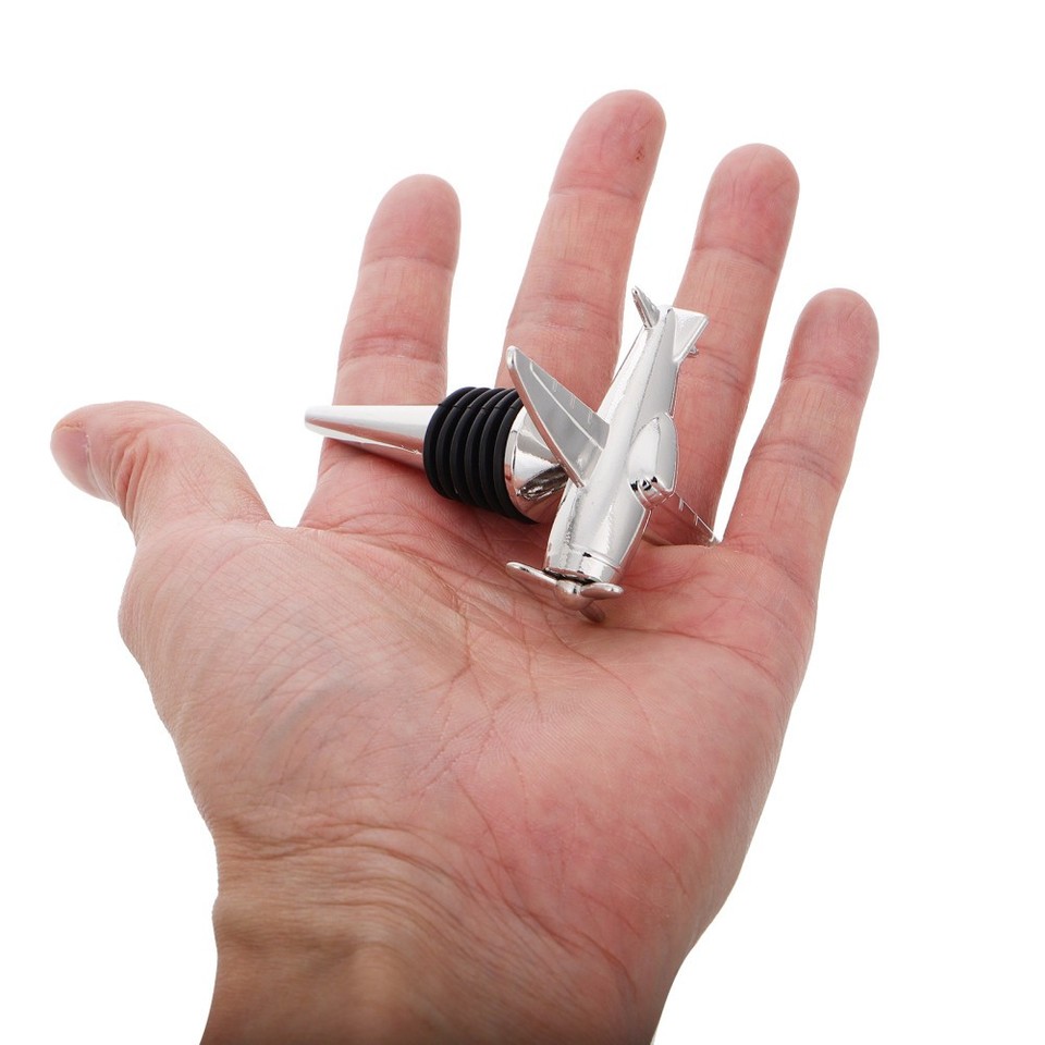 2 Pcs Metal Alloy Aircraft Shaped Wine Bottle Stopper Bottle Plug for ...