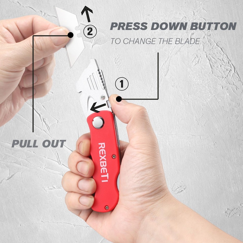 4 Box Cutter Folding Pocket Utility Work Knife Quick-change Locking 10 ...