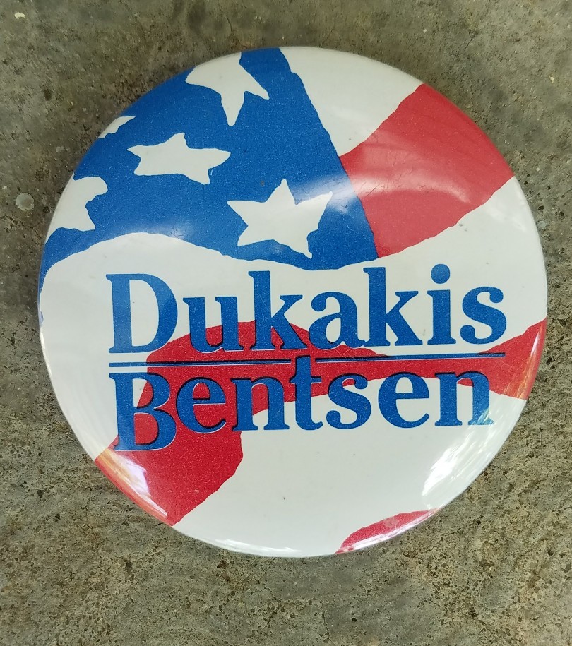 Michael Dukakis Bentsen 1988 Campaign Pin Button Political Voting ...