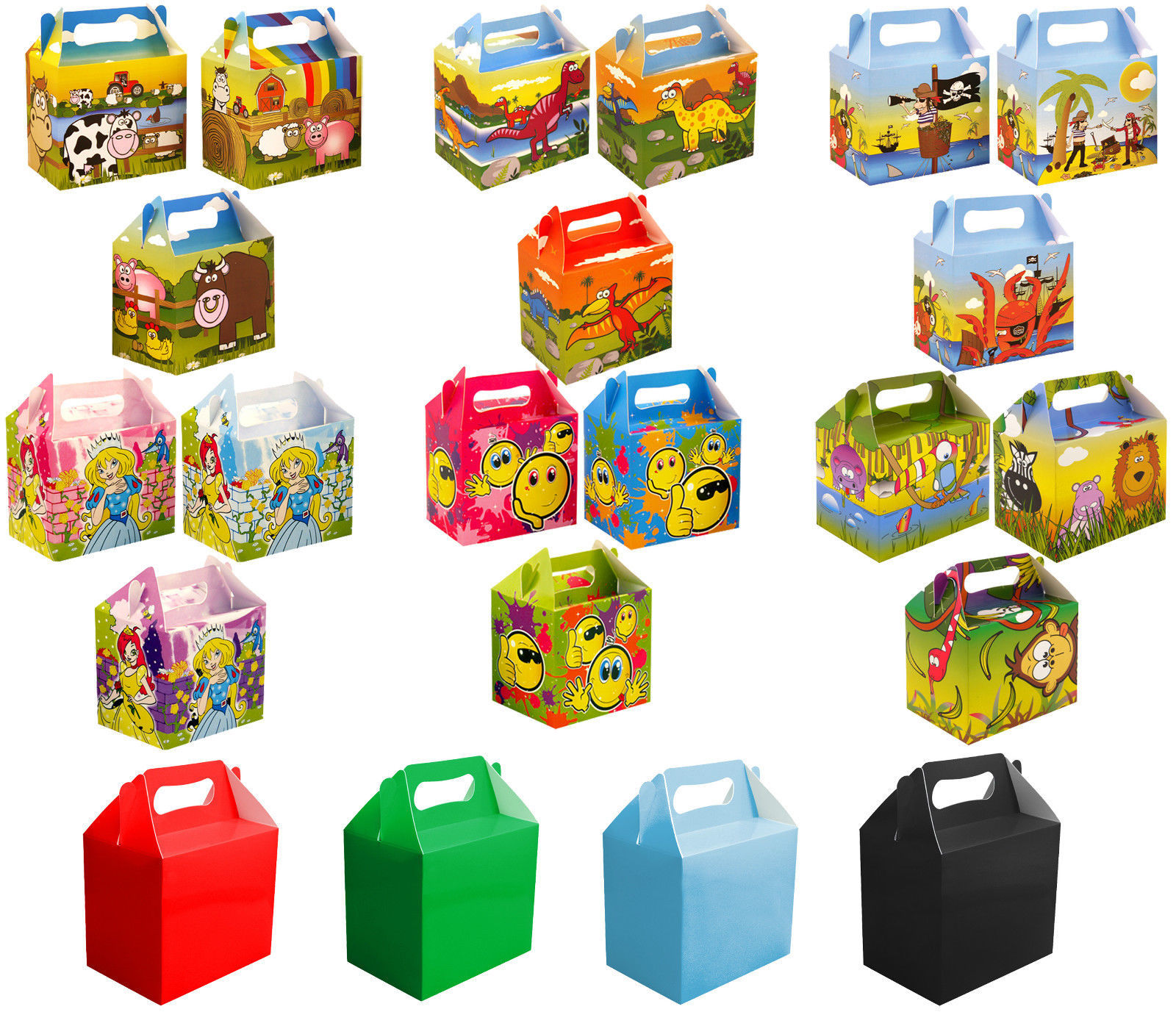 Party Food Lunch Boxes Childrens Gift Bags Loot Themed Coloured ...