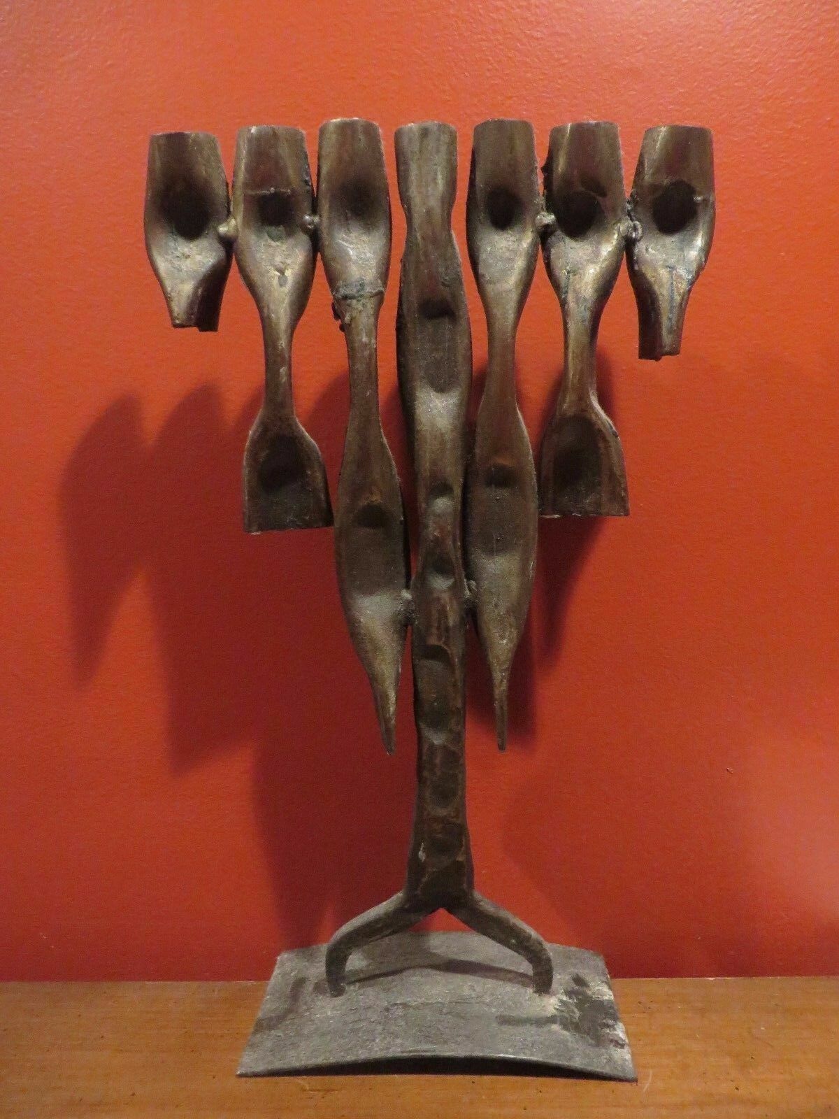 Arts & Craft Wrought Cast Iron Hanukkah Lamp Menorah European 18" Seven ...