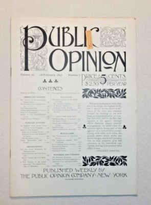 Public Opinion Weekly Journal Magazine Feb 18 1897 Antique Vintage ...