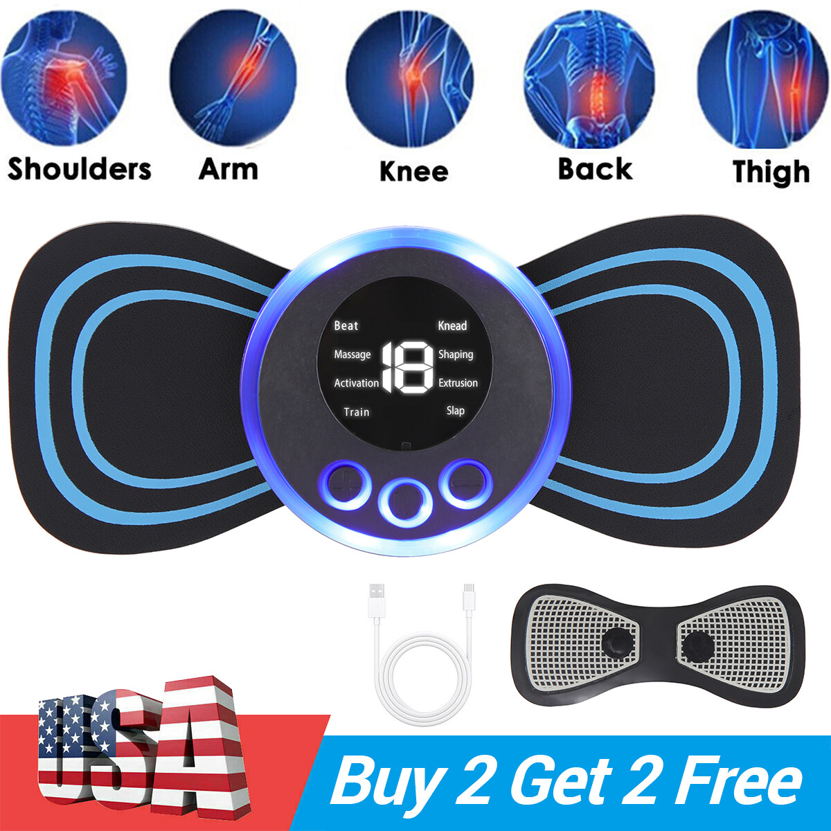Back Tens Unit Massager Neck Full Body Muscle Stimulator Pain Relief ...