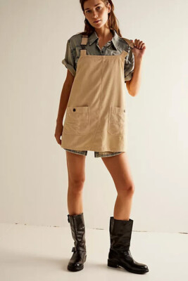 Free People We The Free Overall Smock Mini Cord Top Bronze Beige ...