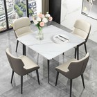 Deluxe Square Table Kitchen Eating Table Anti Scratch Glossy Marble Top ...