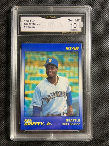 1990 Star Co. Blue Border / Yellow Lettering KEN GRIFFEY JR #6 GMA 10 ...