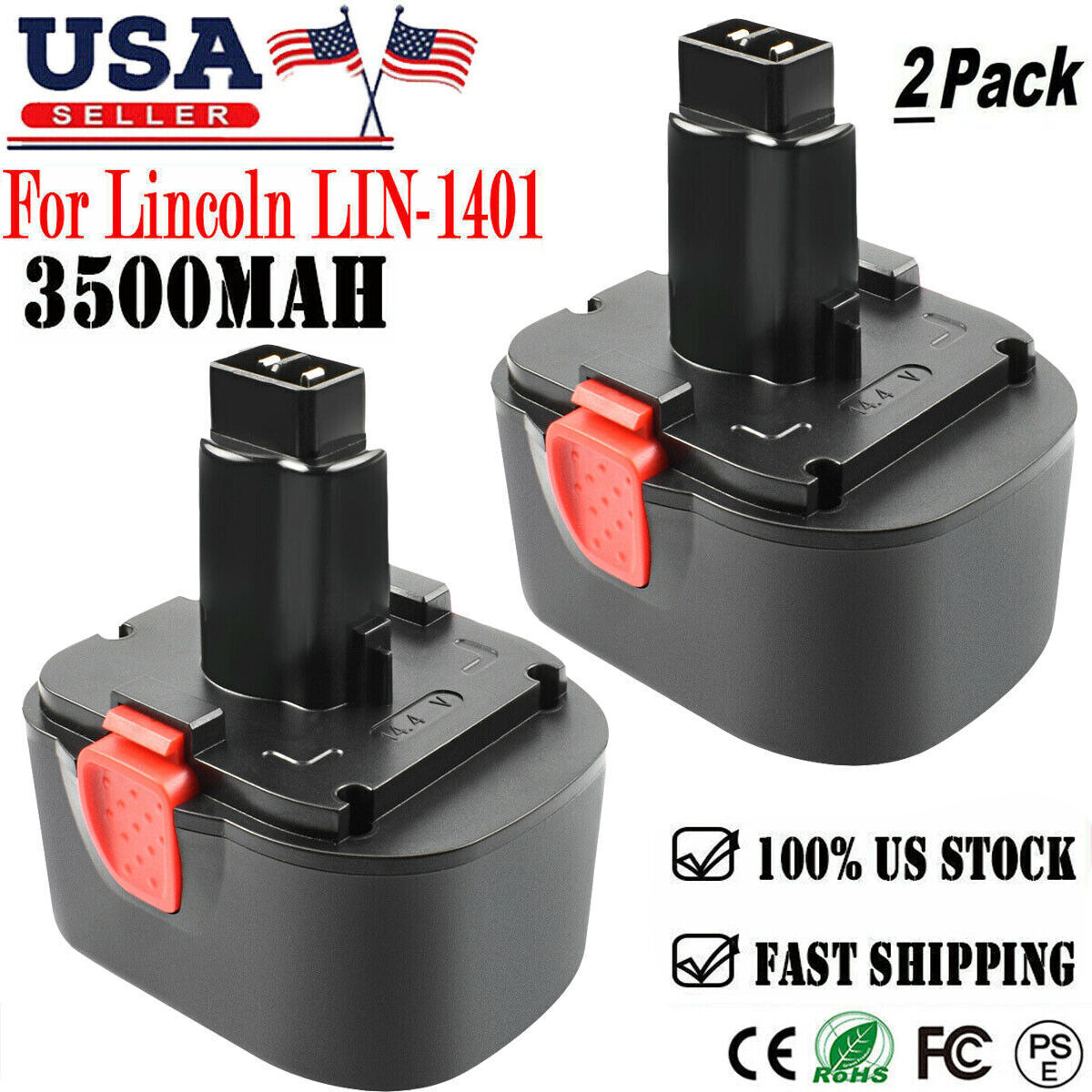 2x Battery for Lincoln 14.4 Volt Grease Gun 1401 3.5AH 1444 1442 POWER ...
