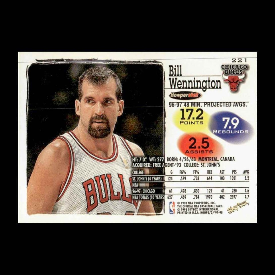 Bill Wennington 1998-99 Hoops Chicago Bulls #221 R331E 48 | eBay