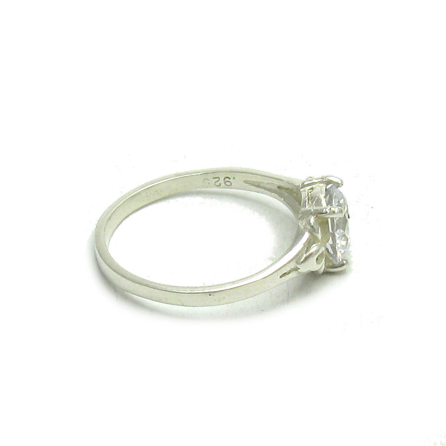 Stylish Genuine Sterling Silver Ring Solid 925 With 7mm Cubic Zirconia ...
