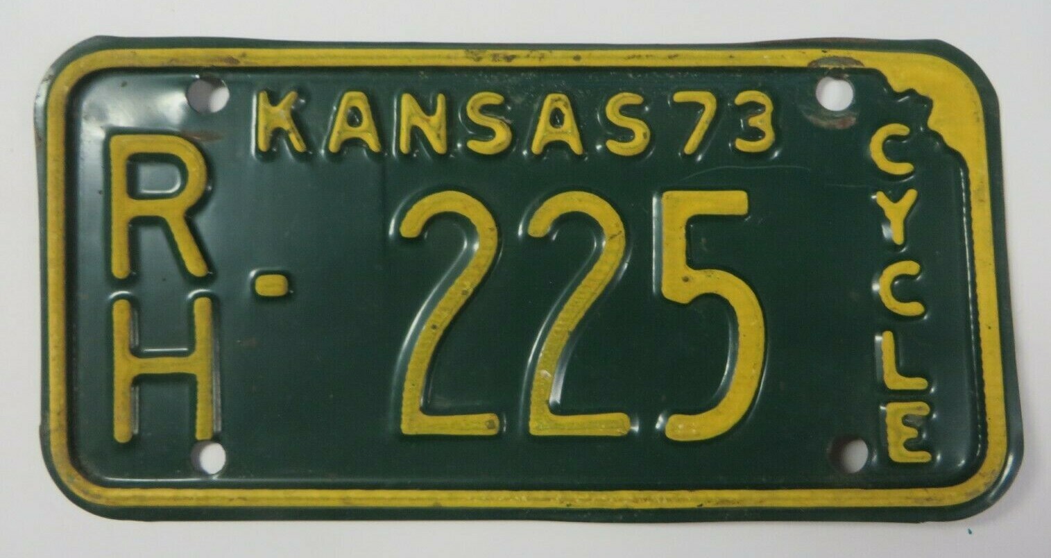 Vintage 1973 RUSH COUNTY, KANSAS Motorcycle License Plate Tag #325 ...