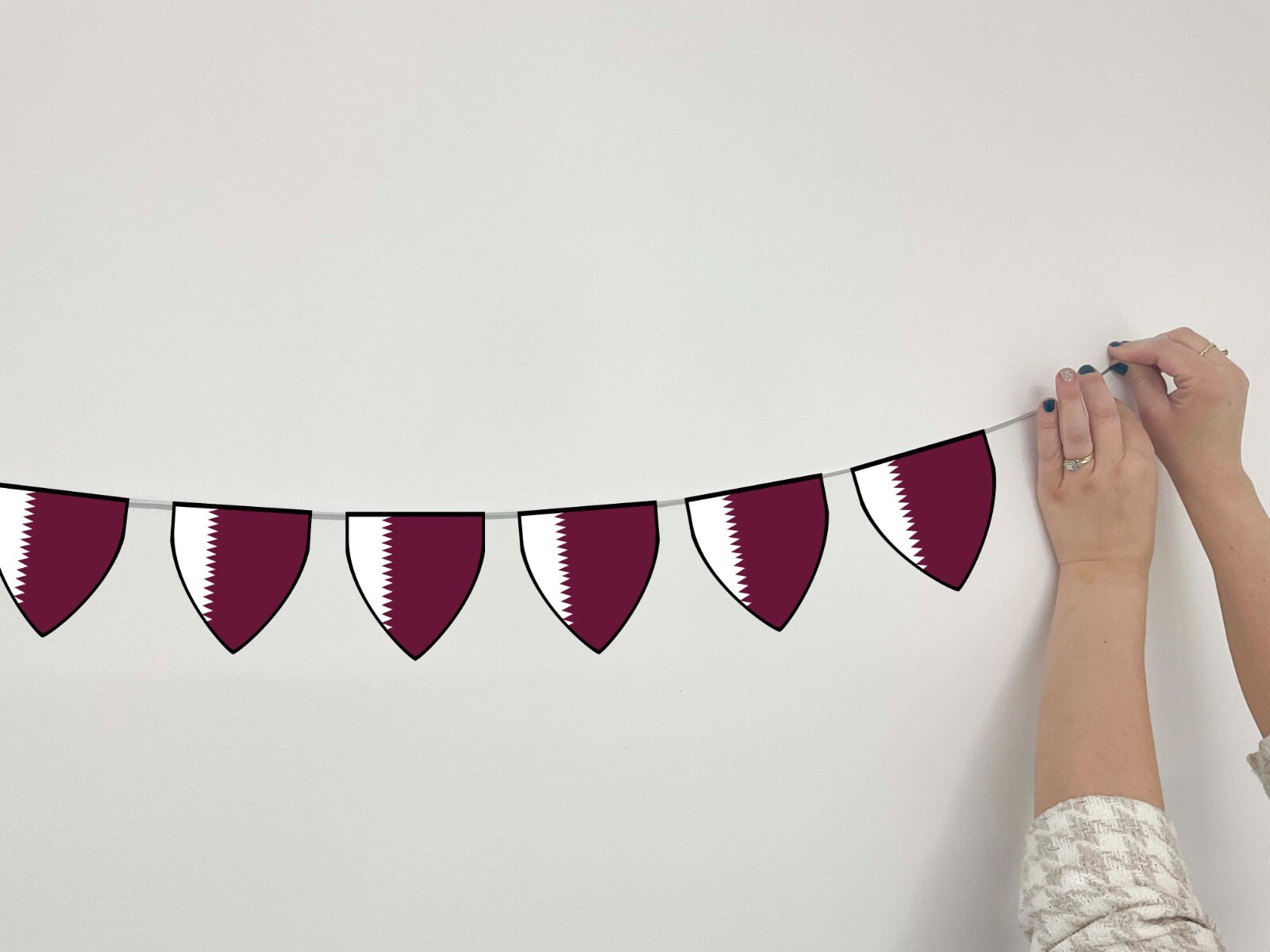Qatar Flag Bunting Decorations Party Wedding Events - 12pcs 2.5M Ribbon ...