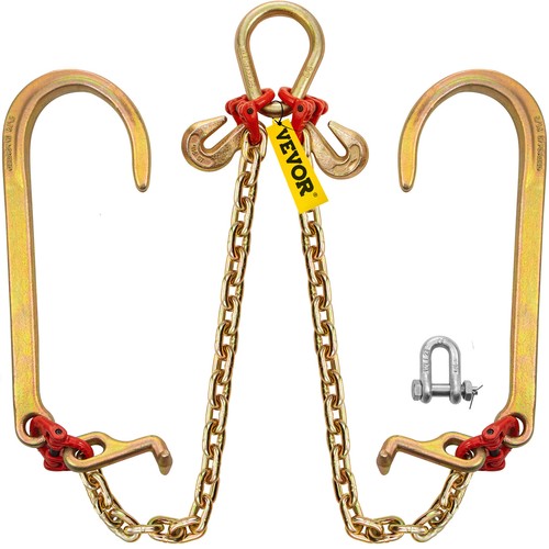 VEVOR G80 5/16''x2' Tow Chain J Hook V-Type Grab Hook Wrecker Truck Tie ...