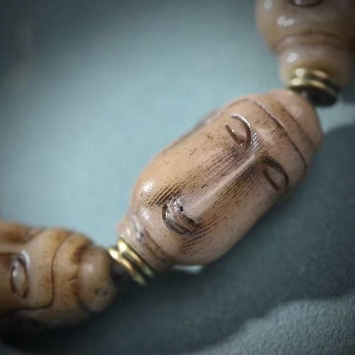 Shakyamu Buddha Head Statue Bracelet Bead Chain Amulet Buddhism ...