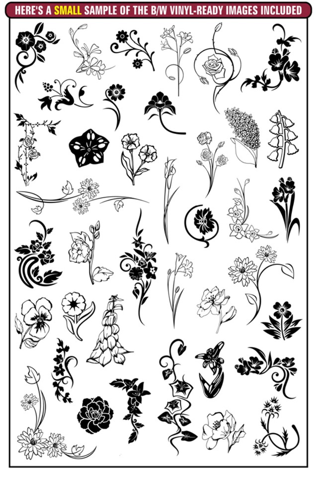 FLOWERS CLIPART-VINYL CUTTER PLOTTER IMAGES-EPS VECTOR CLIP ART ...