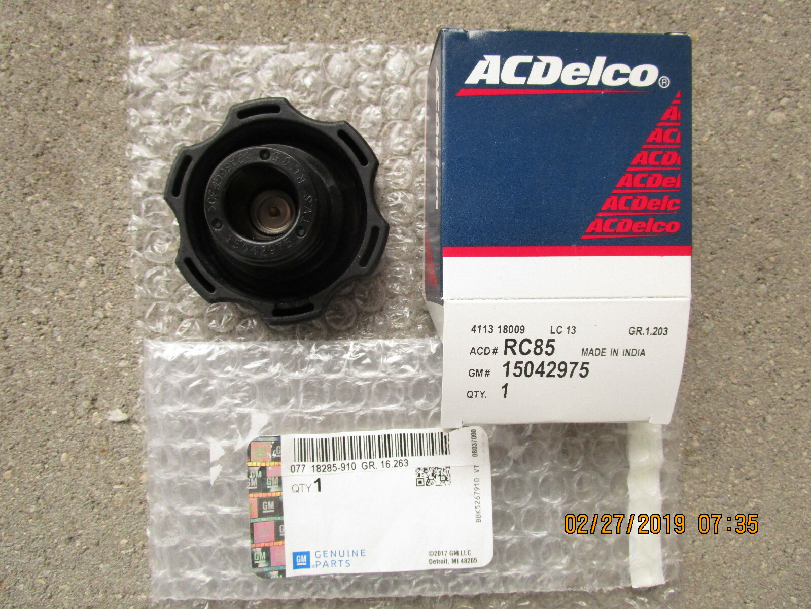 GM 15042975 ACDELCO RC-85 RC85 RADIATOR ENGINE COOLANT FLUID TANK CAP ...