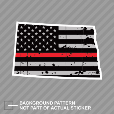 Distressed Thin Red Line North Dakota State Shaped Subdued US Flag ...
