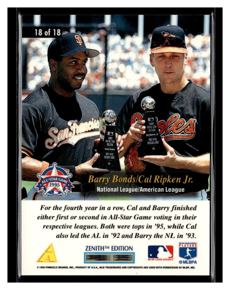 1995 Zenith #18 Barry Bonds / Cal Ripken Jr. All-Star Salute | eBay