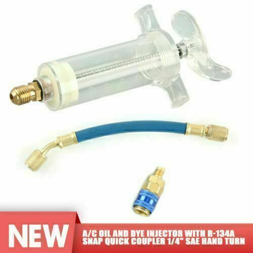 A/C AC Oil And Dye Injector With R-134a Snap Quick Coupler 1/4 SAE Hand ...