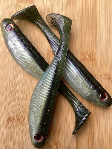 6” Swim Bait Hand Poured Soft Plastic Baby Bass color With Hook Slot ...