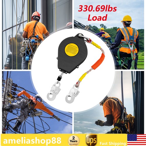 Black 15M Self Retracting Lifeline Lanyard Fall Arrester Fall ...