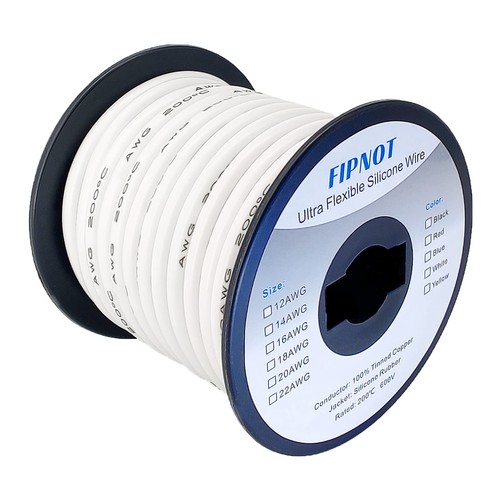 8 AWG Wire 8 Gauge Silicone Wire - 25ft White Spool, Extra Flexible ...