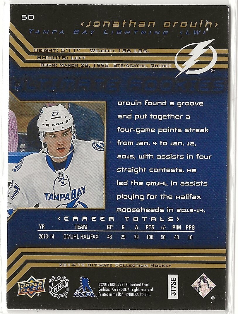 2014-15 Ultimate Collection Rookies '04-05 Retro #50 Jonathan Drouin ...