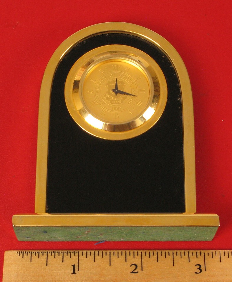 FABULOUS CSI SWISS GOLD TONE BRASS DESK CLOCK URI UNIVERSITY OF RHODE ...