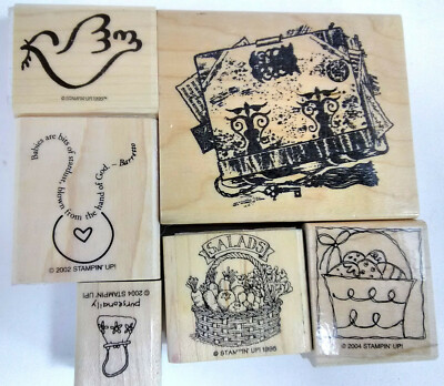 STAMPIN UP! ACEY DUCY MIXED LOT OF 6 WOOD MOUNTED STAMPS WELL CARED FOR ...