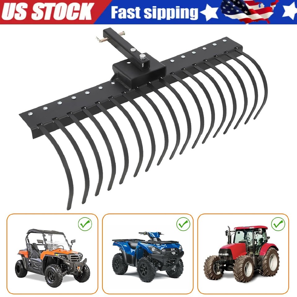 49" Landscape Rock 3 Point Rake Fit 2" Receiver Tractor ATV/UTV Rake ...