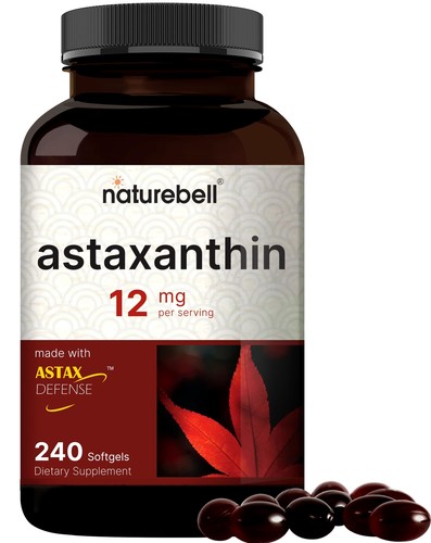 NatureBell Astaxanthin 12mg 240 Softgels Made with Astax Max Strength ...
