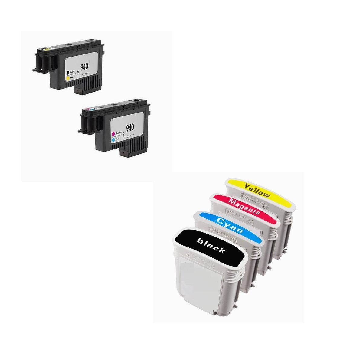 Bundle set HP 4900a 4901a Printhead Print head plus 4 packs 940xl ink ...