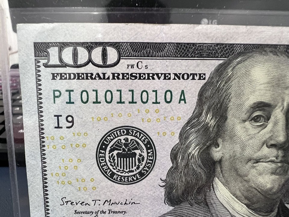 2017a $100 Federal Reserve Fancy Binary Radar Rotator Serial Number ...